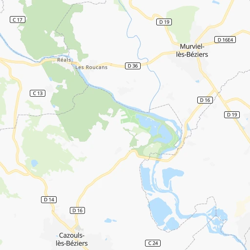 Plan de Béziers, avec les contours de la commune de Béziers (34500)