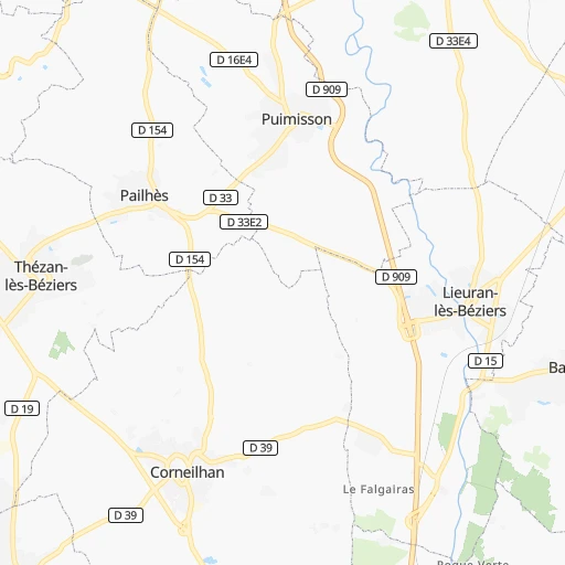 Plan de Béziers, avec les contours de la commune de Béziers (34500)