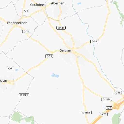 Plan de Béziers, avec les contours de la commune de Béziers (34500)