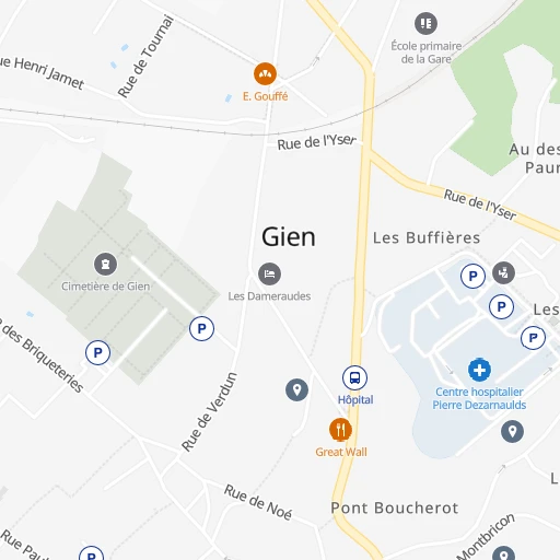 Gien (45500) : carte, plan et code postal